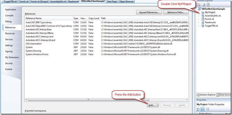 Civil 3D Reminders: vb.NET Adding a Class